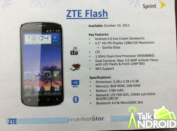 ZTE เตรียมเปิดตัว ZTE Flash เสริมทัพสมาร์ทโฟนระดับ Dual-core ด้วยกล้อง 12 ล้านพิกเซล ...