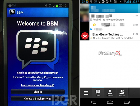 ภาพหลุด Screenshot แอพ BlackBerry Messenger สำหรับ Android ...