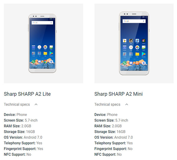 Sharp A2 Lite และ A2 Mini สองสมาร์ทโฟนรุ่นเล็ก หลุดข้อมูลเบื้องต้นพร้อม ...